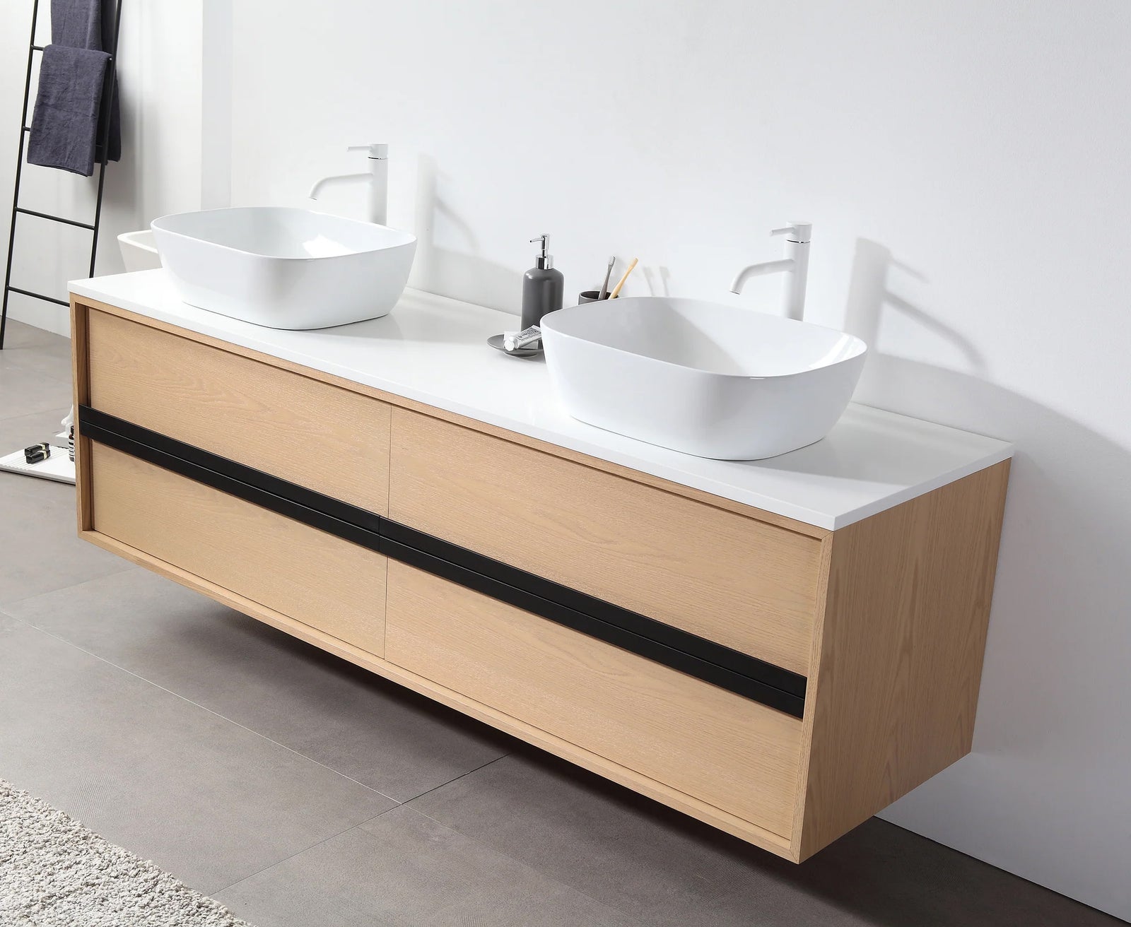 Cambria Floating Vanity (Solid Wood) – O&N Floating Vanity