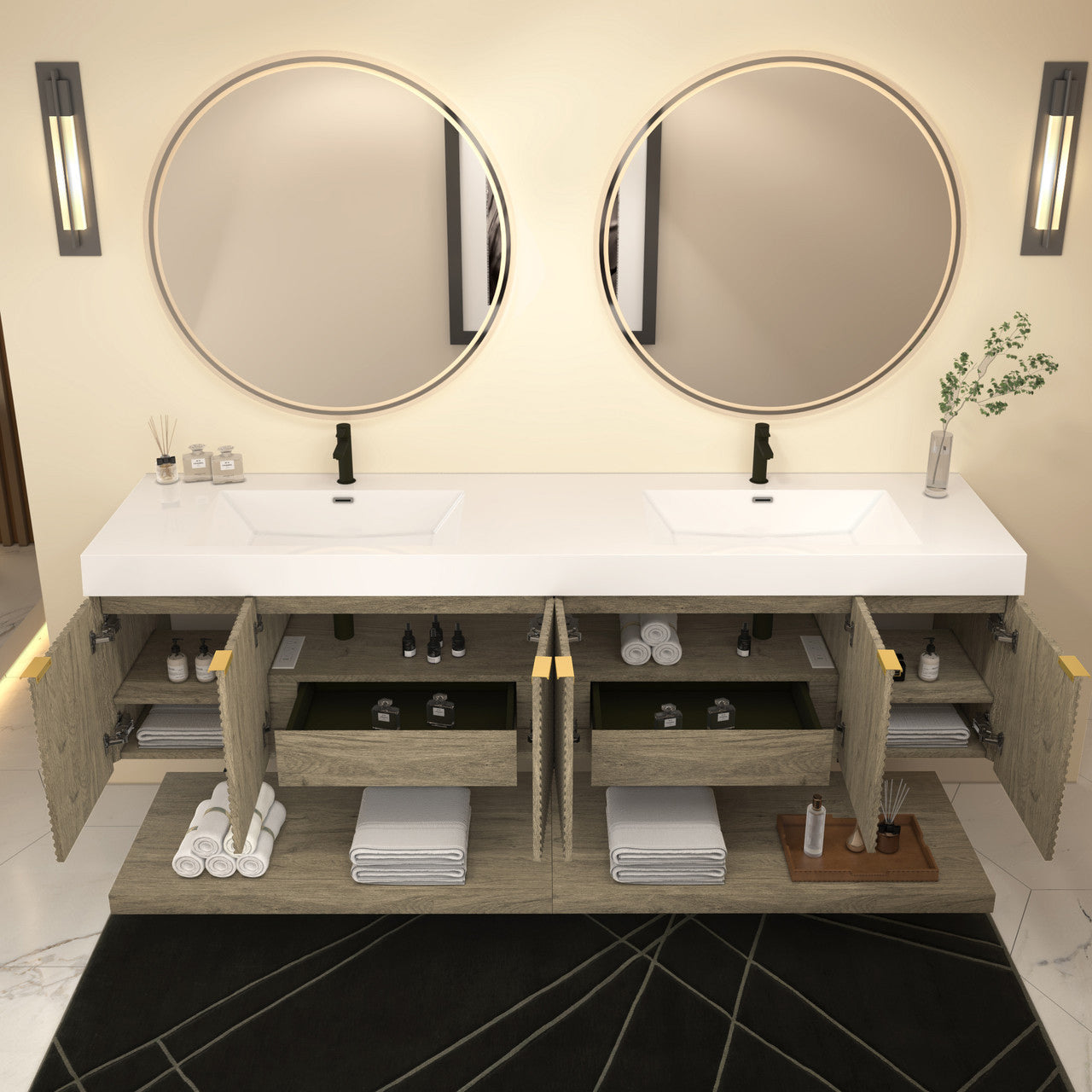 Leuven Floating Vanity - HDF Version (24"-84") – O&N Floating Vanity
