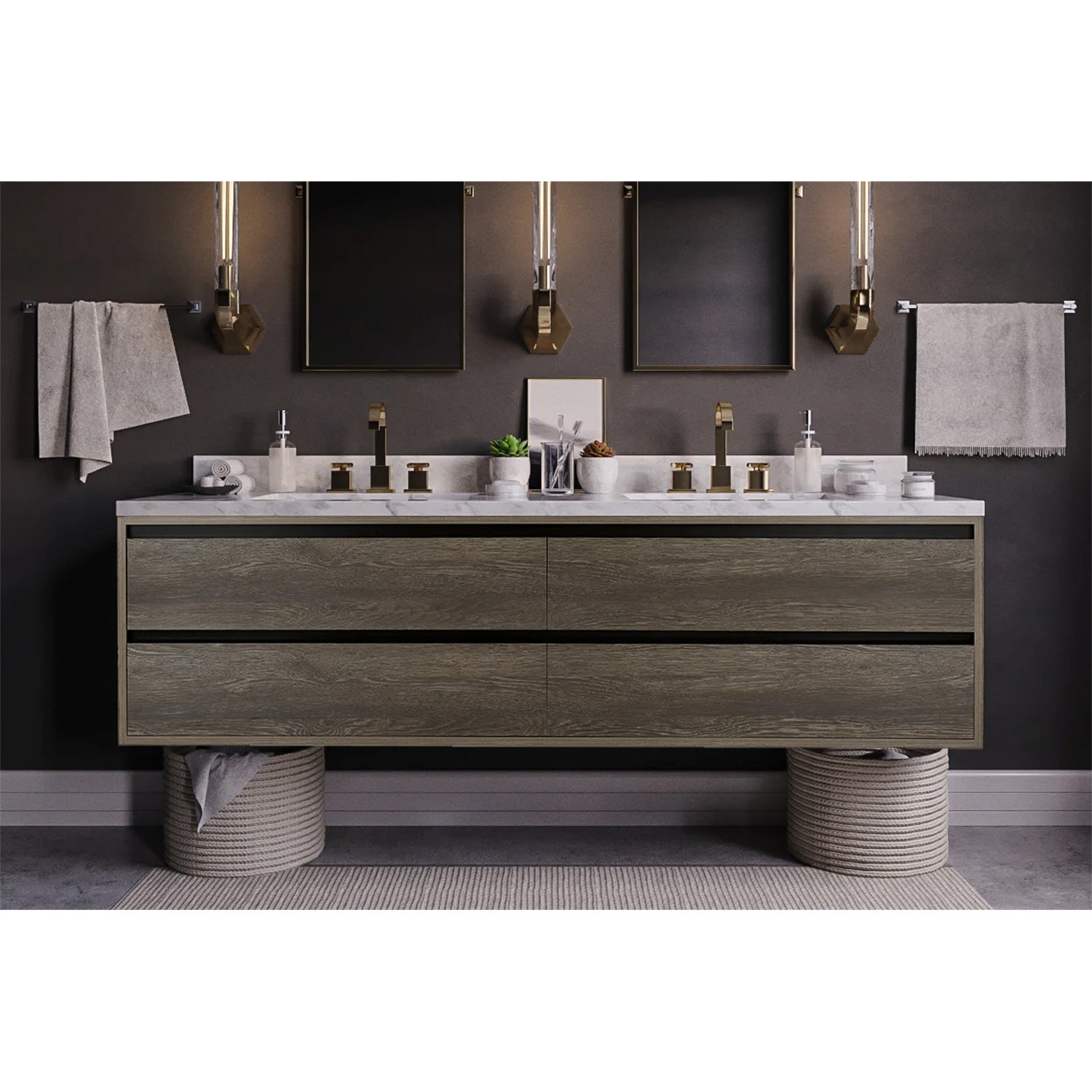 Floating Bathroom Vanities | 24–84 Inch Wall Mounted Vanity with Sink ...