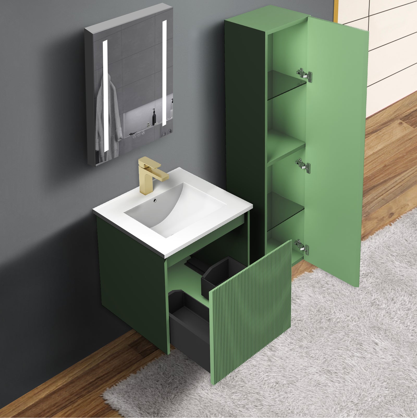 Chiara Floating Vanity - Fluted (20"-72") – O&N Floating Vanity