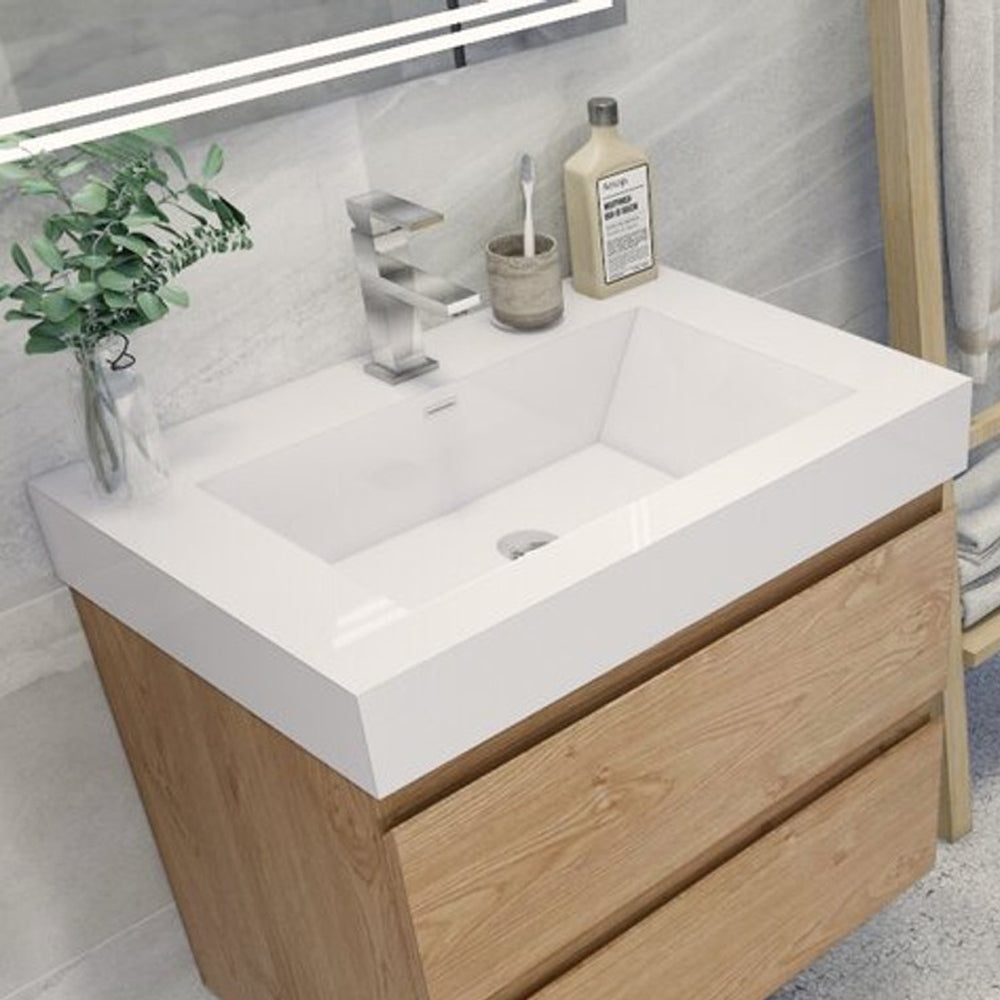 Engineered Composite Countertop with Integrated Sink – O&N Floating Vanity