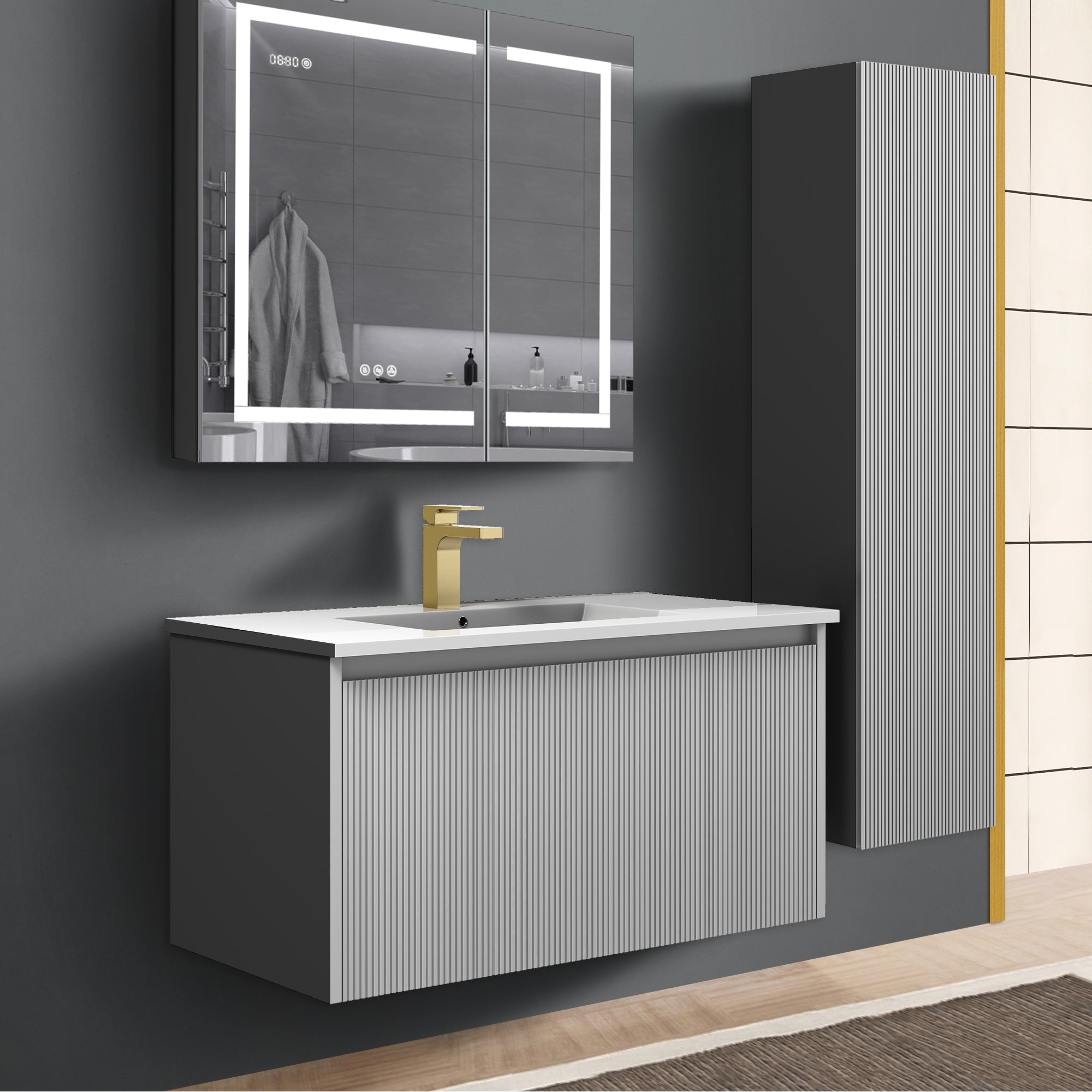 Chiara Floating Vanity - Fluted (20"-72") – O&N Floating Vanity