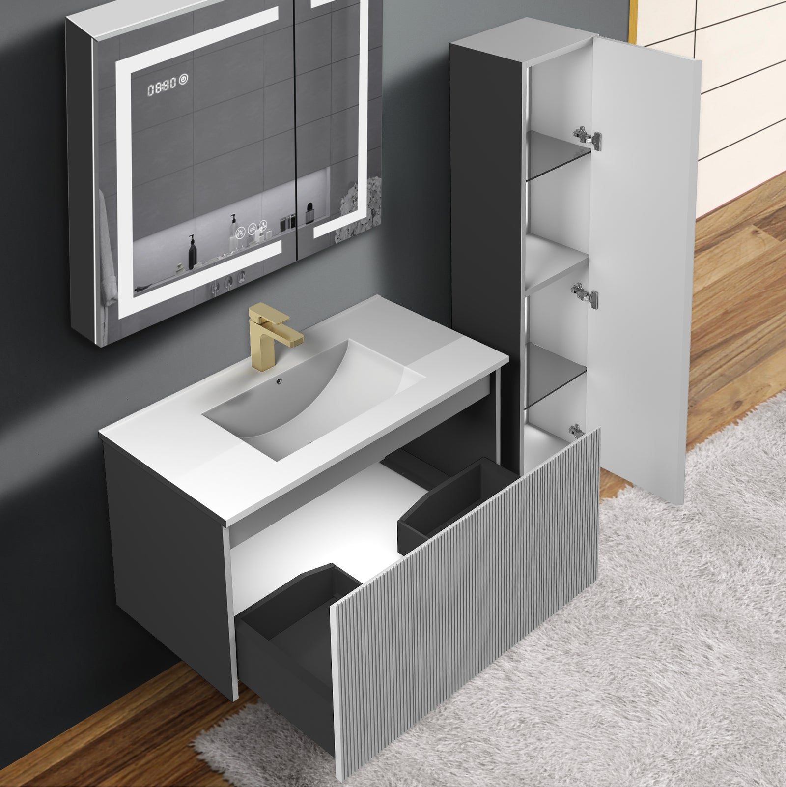 Chiara Floating Vanity - Fluted (20"-72") – O&N Floating Vanity
