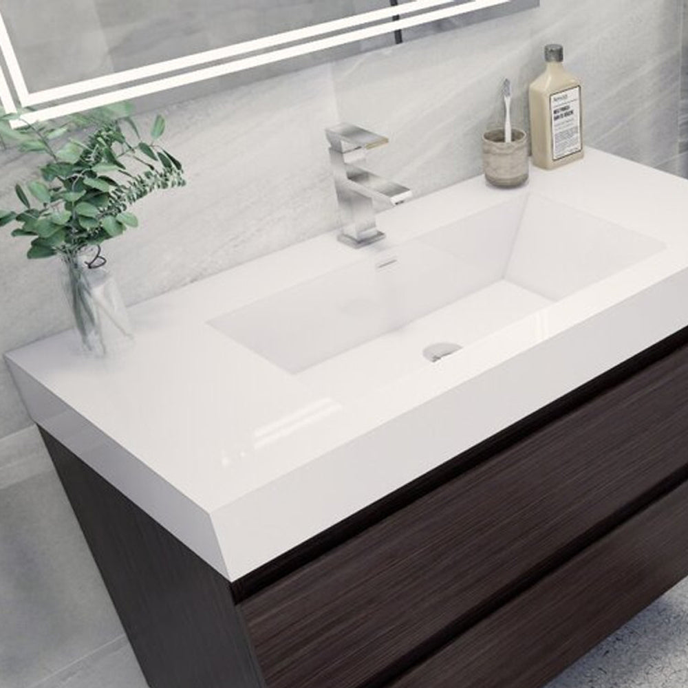 Engineered Composite Countertop with Integrated Sink – O&N Floating Vanity