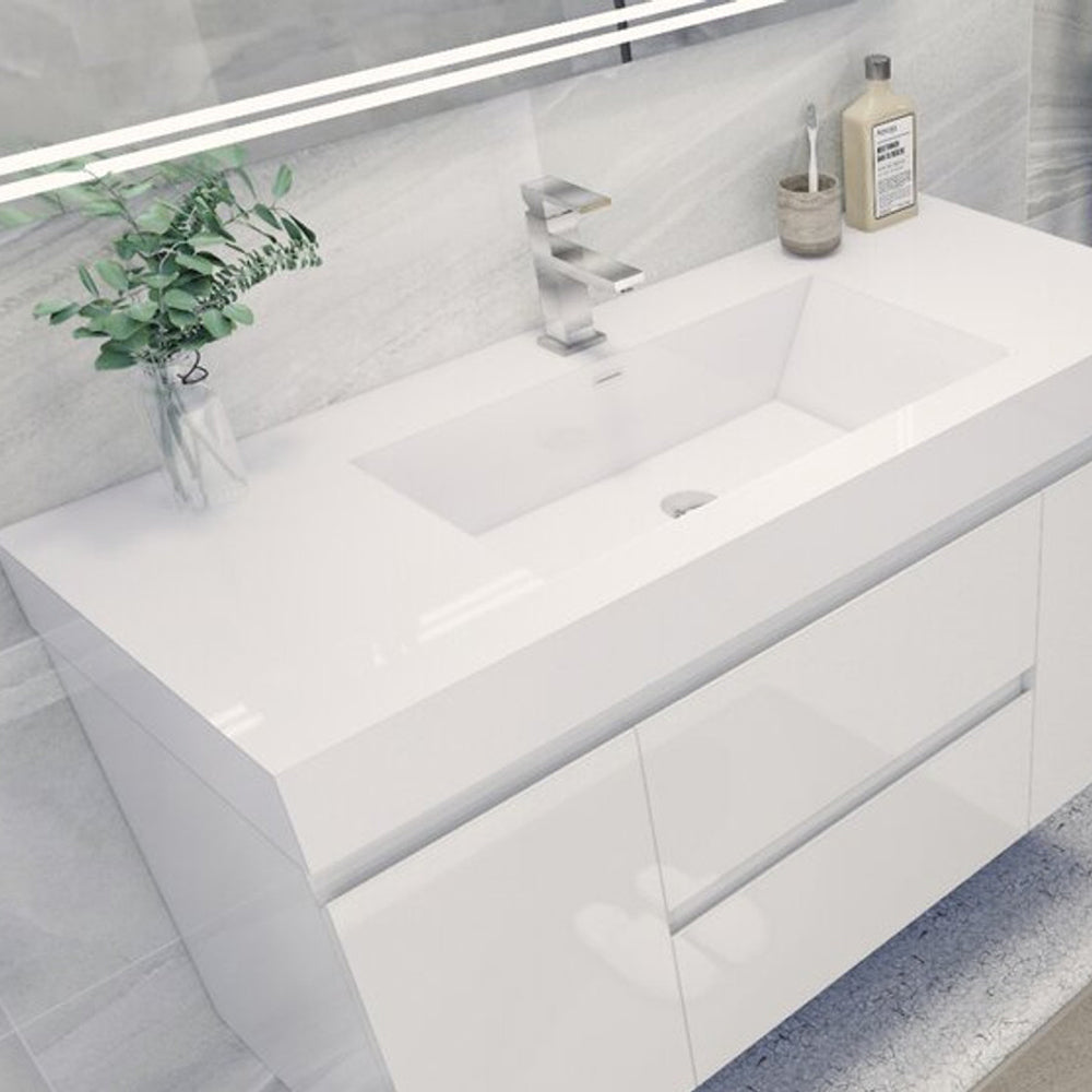 Engineered Composite Countertop with Integrated Sink – O&N Floating Vanity