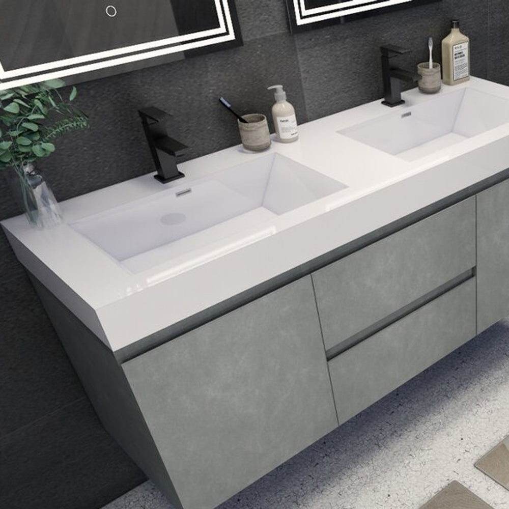 Engineered Composite Countertop with Integrated Sink – O&N Floating Vanity