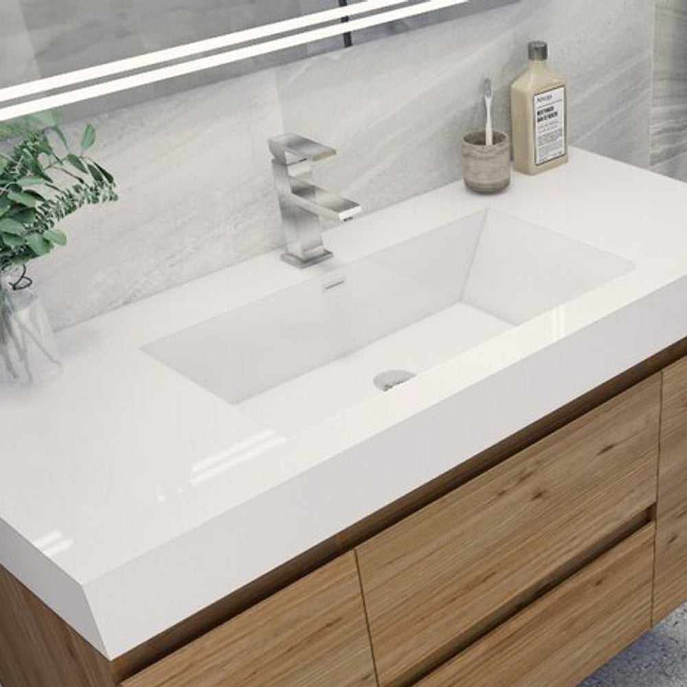 Engineered Composite Countertop with Integrated Sink – O&N Floating Vanity