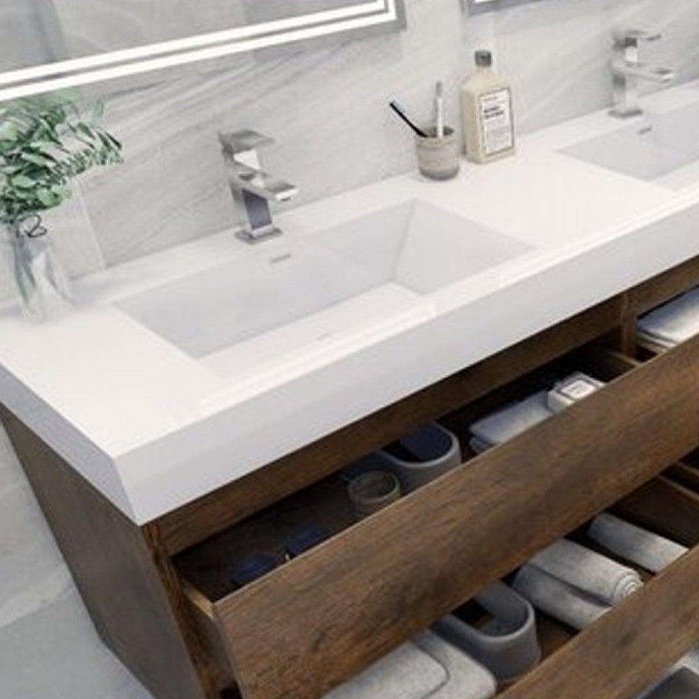 Engineered Composite Countertop with Integrated Sink – O&N Floating Vanity