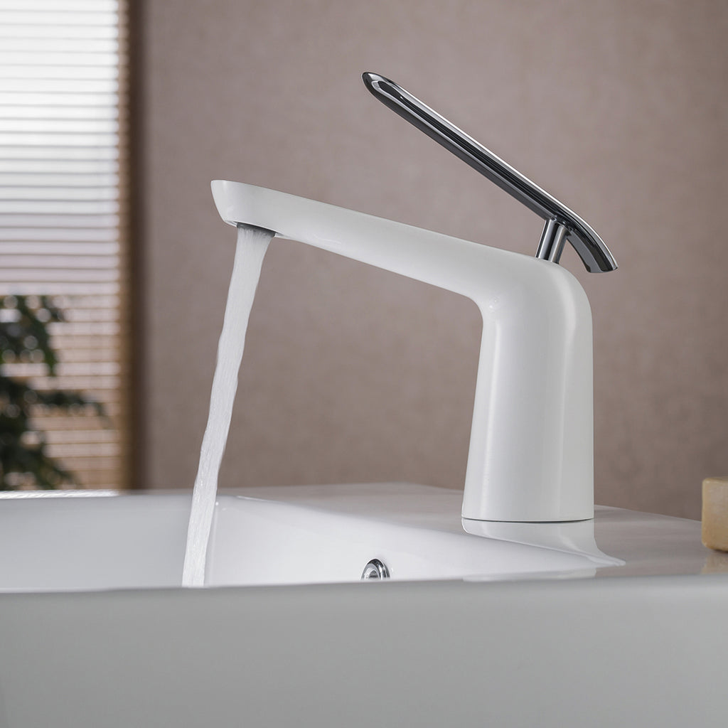 Blossom Single Handle Lavatory Faucet (Chrome/White) – O&N Floating Vanity
